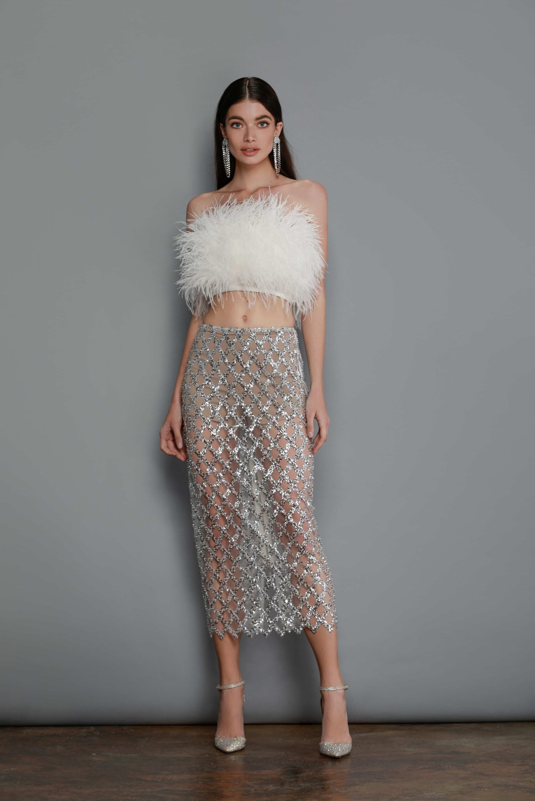 COCO SILVER MIDI SKIRT - Helga Design